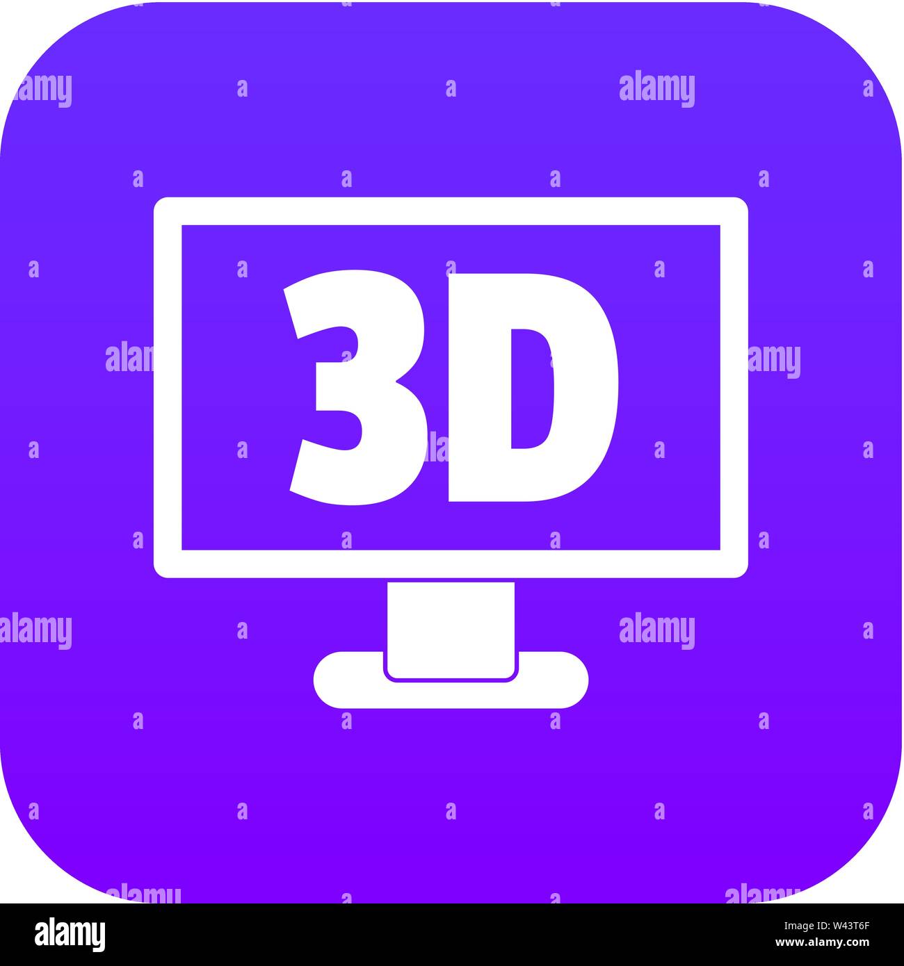 Computer monitor with 3d inscription icon digital purple Stock Vector ...