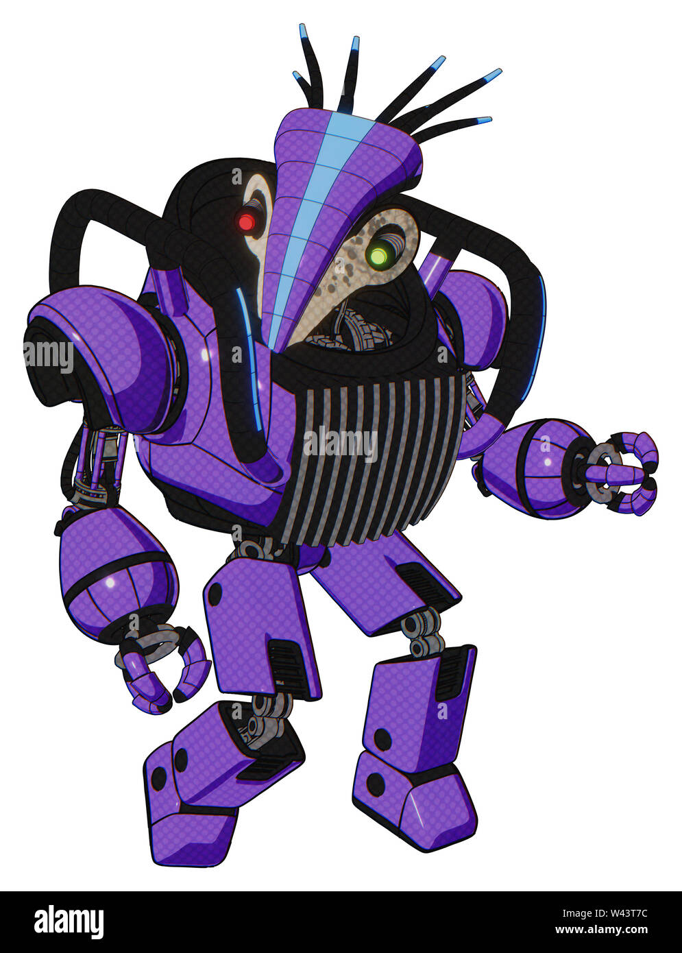 Droid containing elements: bird skull head, yellow and green scope eyes ...