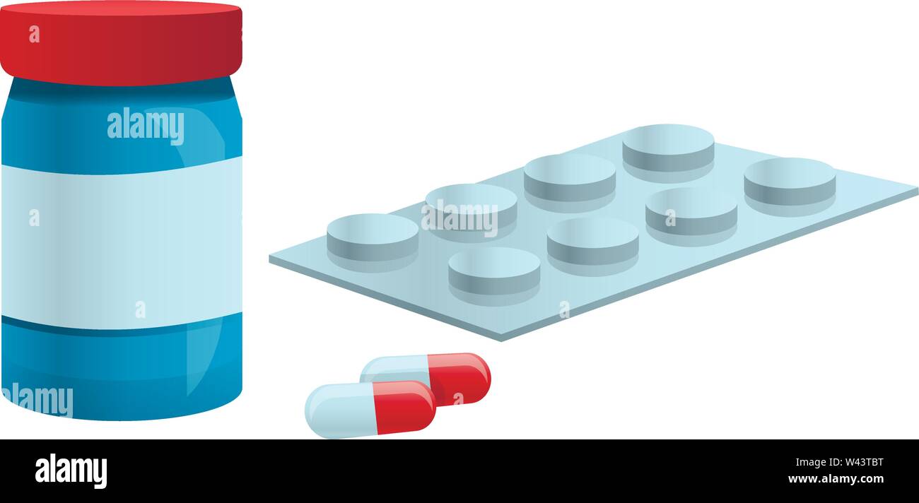 Medical pills concept banner. Cartoon illustration of medical pills ...