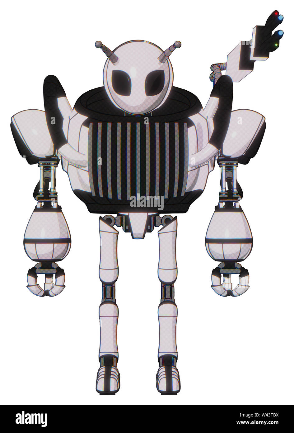 Mech containing elements: grey alien style head, black eyes, bug ...