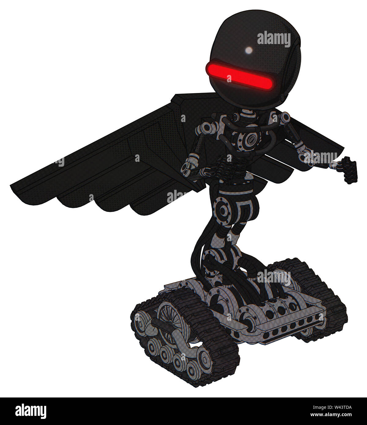 Droid containing elements: round head, horizontal red visor, light ...