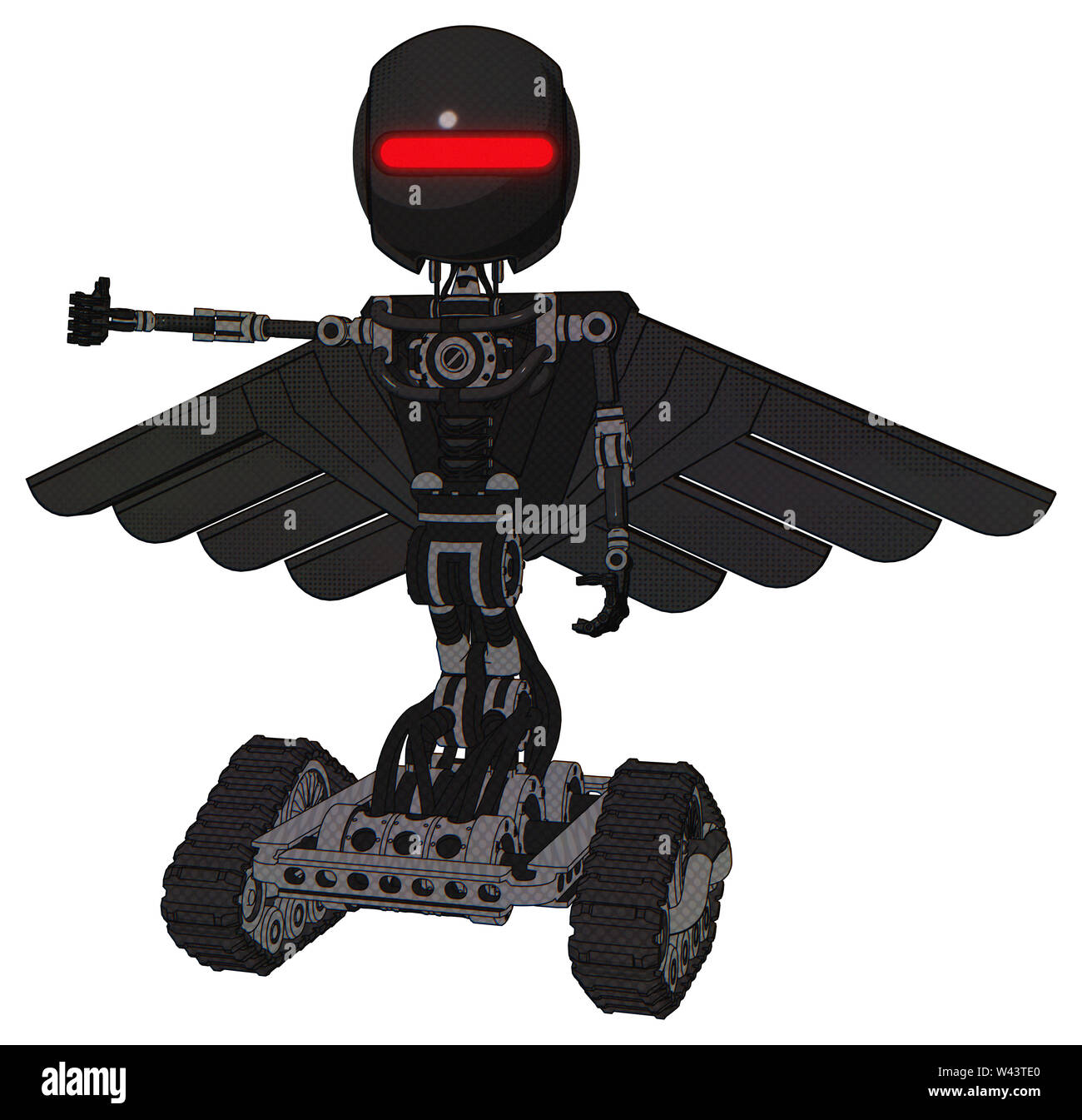 Droid containing elements: round head, horizontal red visor, light ...