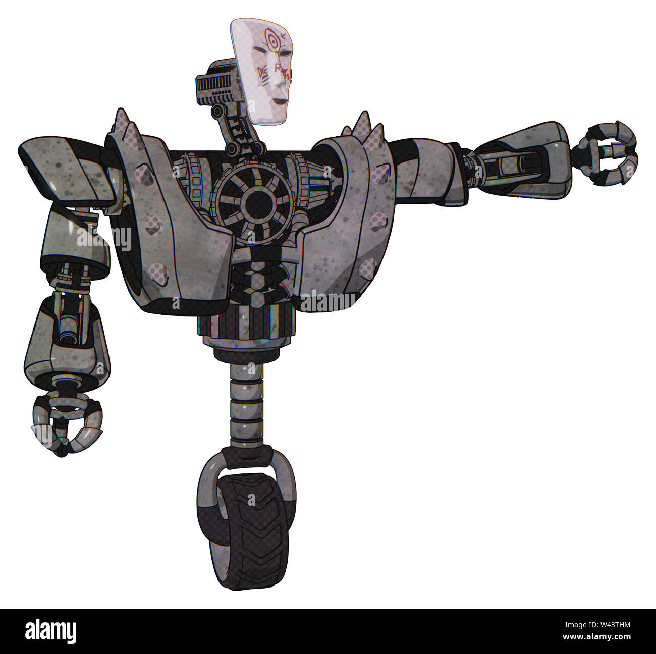 Automaton containing elements: humanoid face mask, die robots graffiti ...