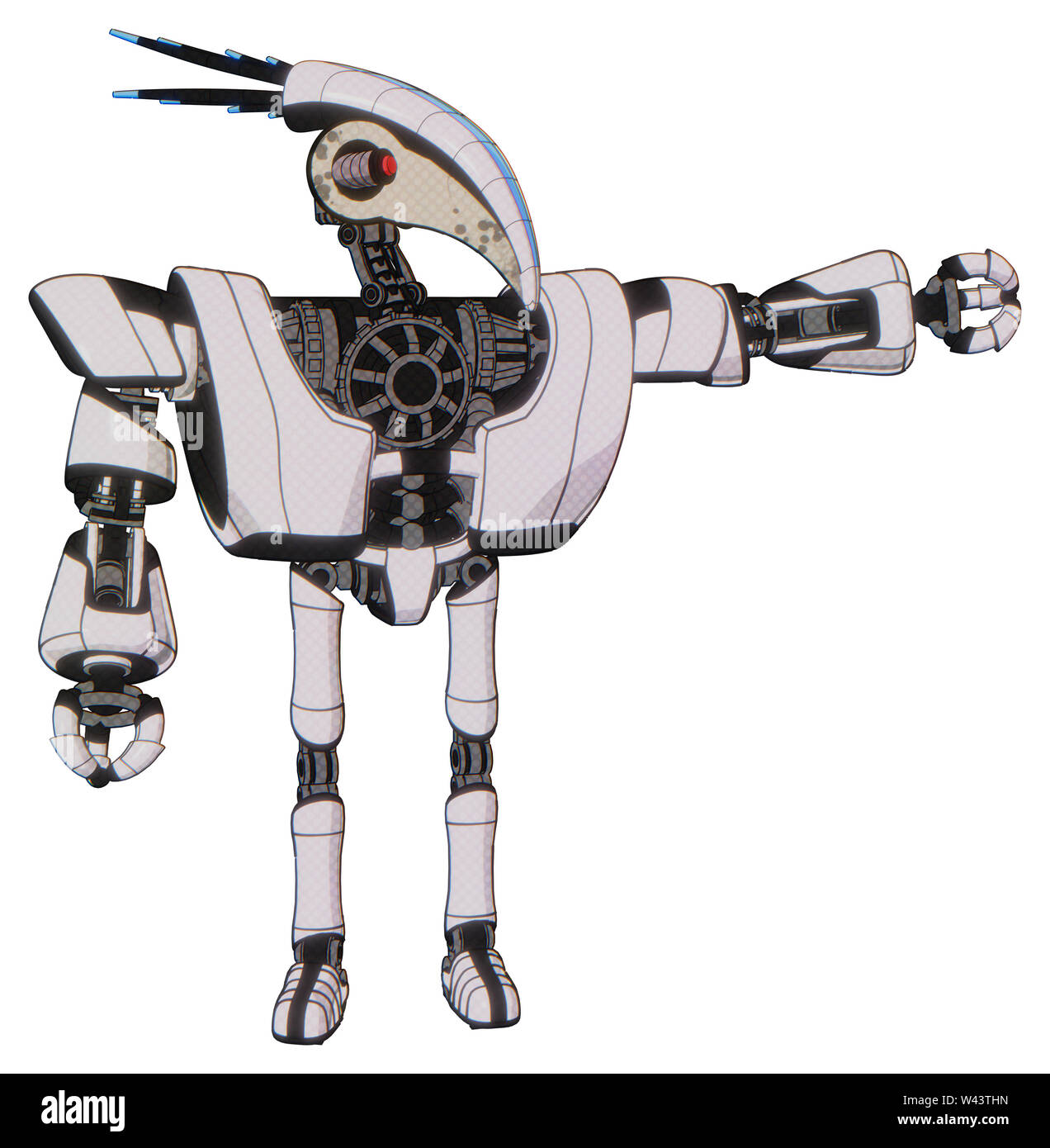 Cyborg containing elements: bird skull head, yellow and green scope ...