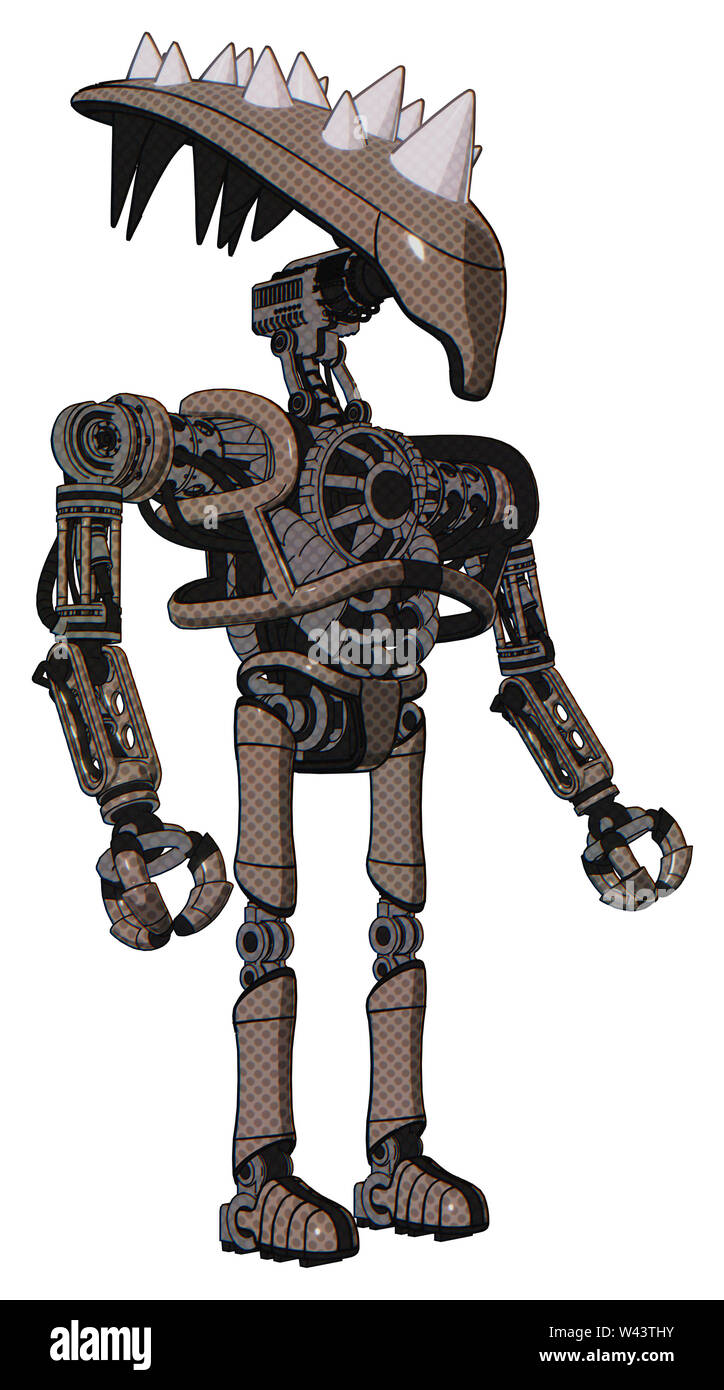 Mech containing elements: flat elongated skull head, spikes,, heavy ...