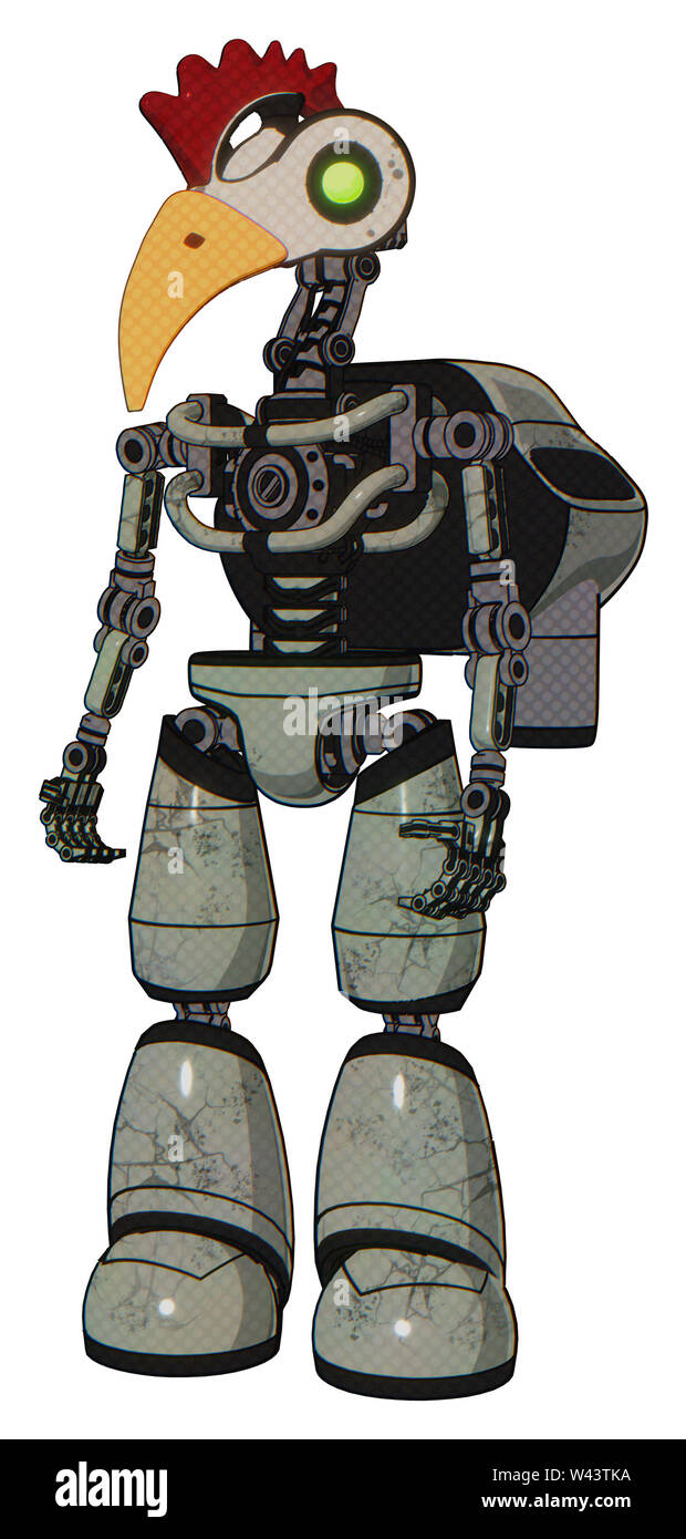 Droid containing elements: bird skull head, green eyes, chicken design ...