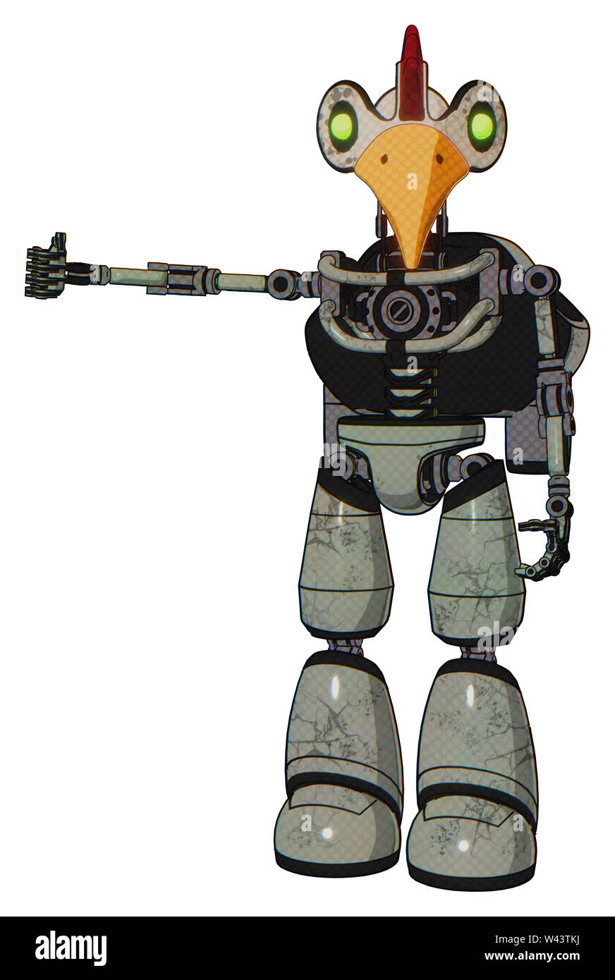 Droid containing elements: bird skull head, green eyes, chicken design ...