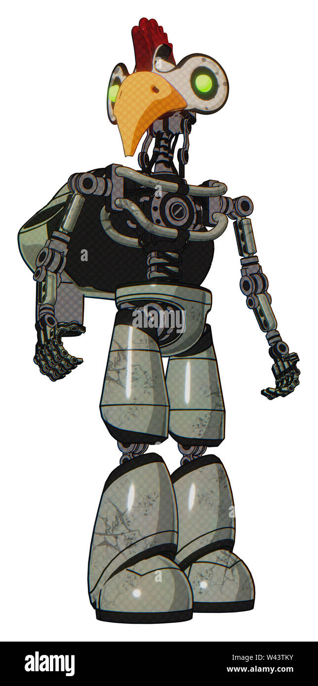 Droid containing elements: bird skull head, green eyes, chicken design ...