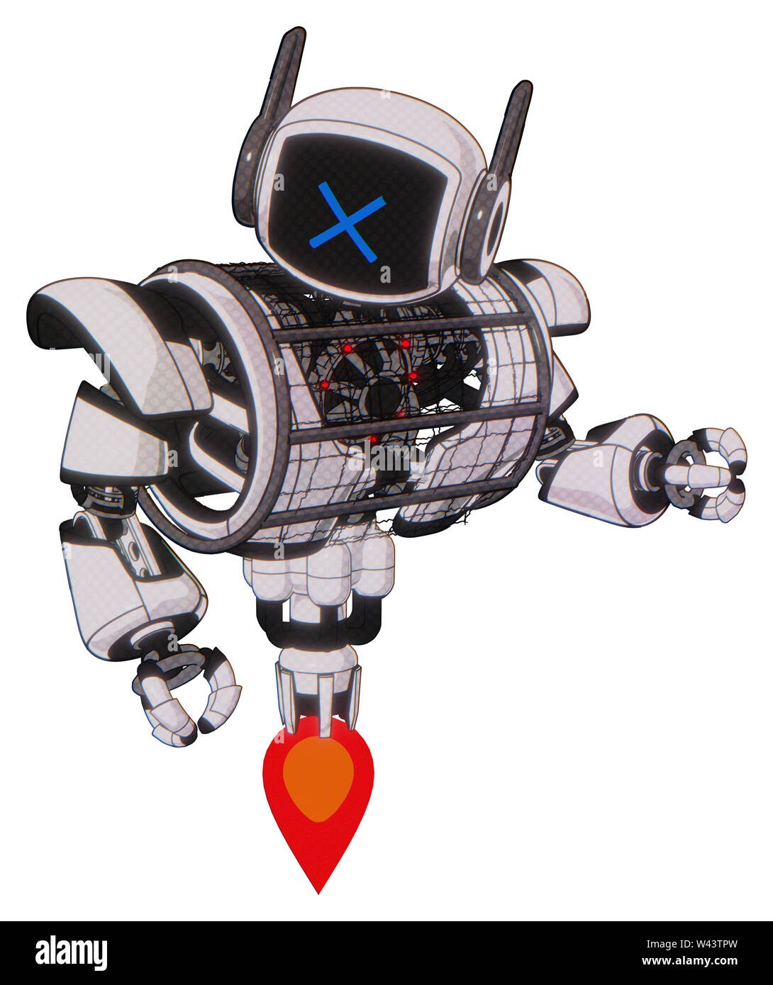 Mech containing elements: digital display head, x face, winglets, heavy ...