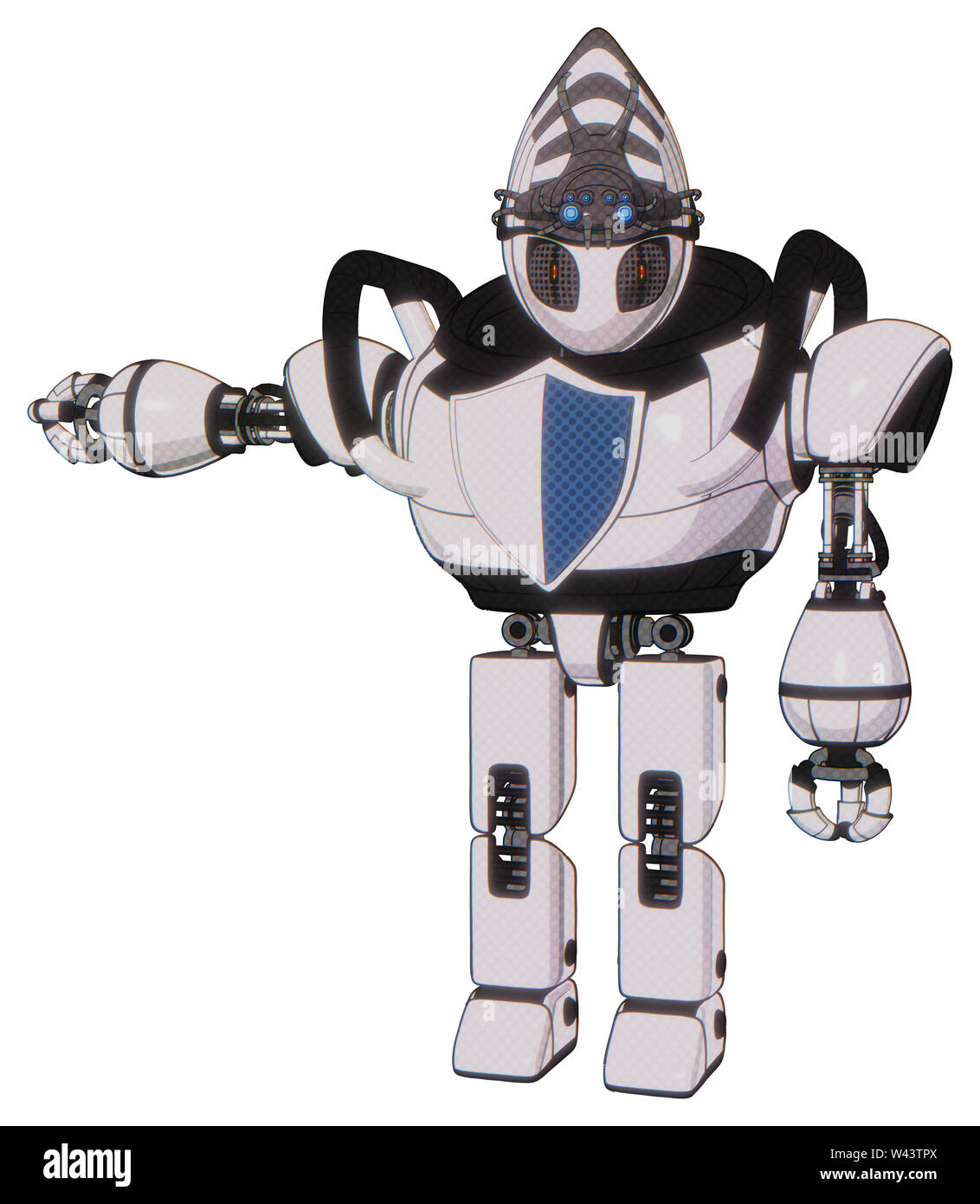 Robot containing elements: grey alien style head, metal grate eyes ...