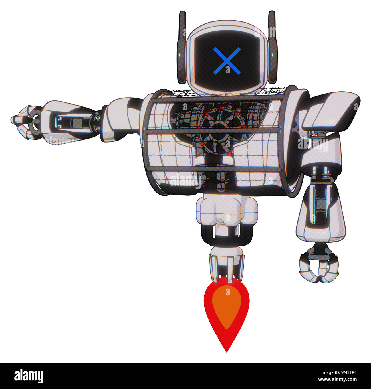 Mech containing elements: digital display head, x face, winglets, heavy ...