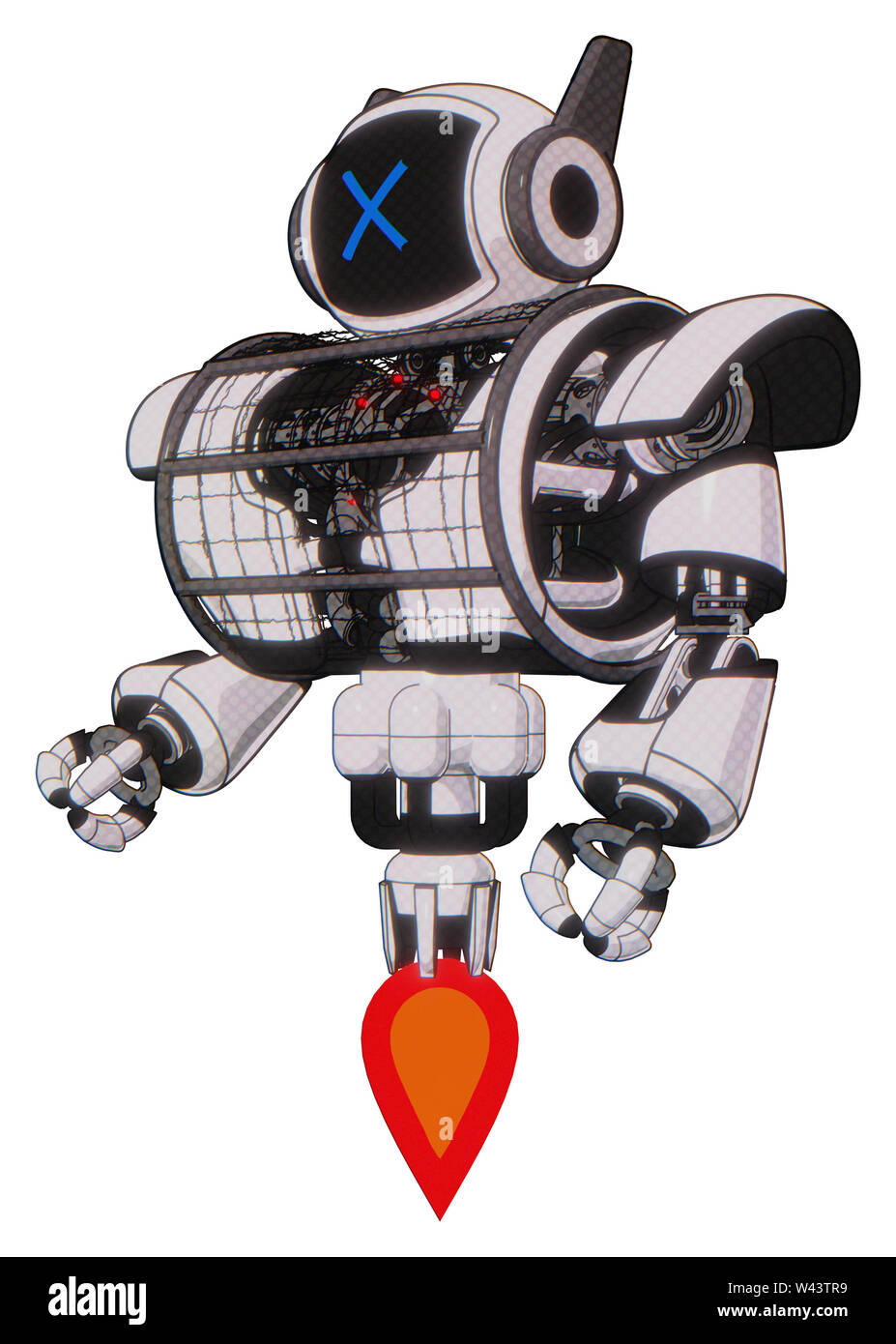 Mech containing elements: digital display head, x face, winglets, heavy ...