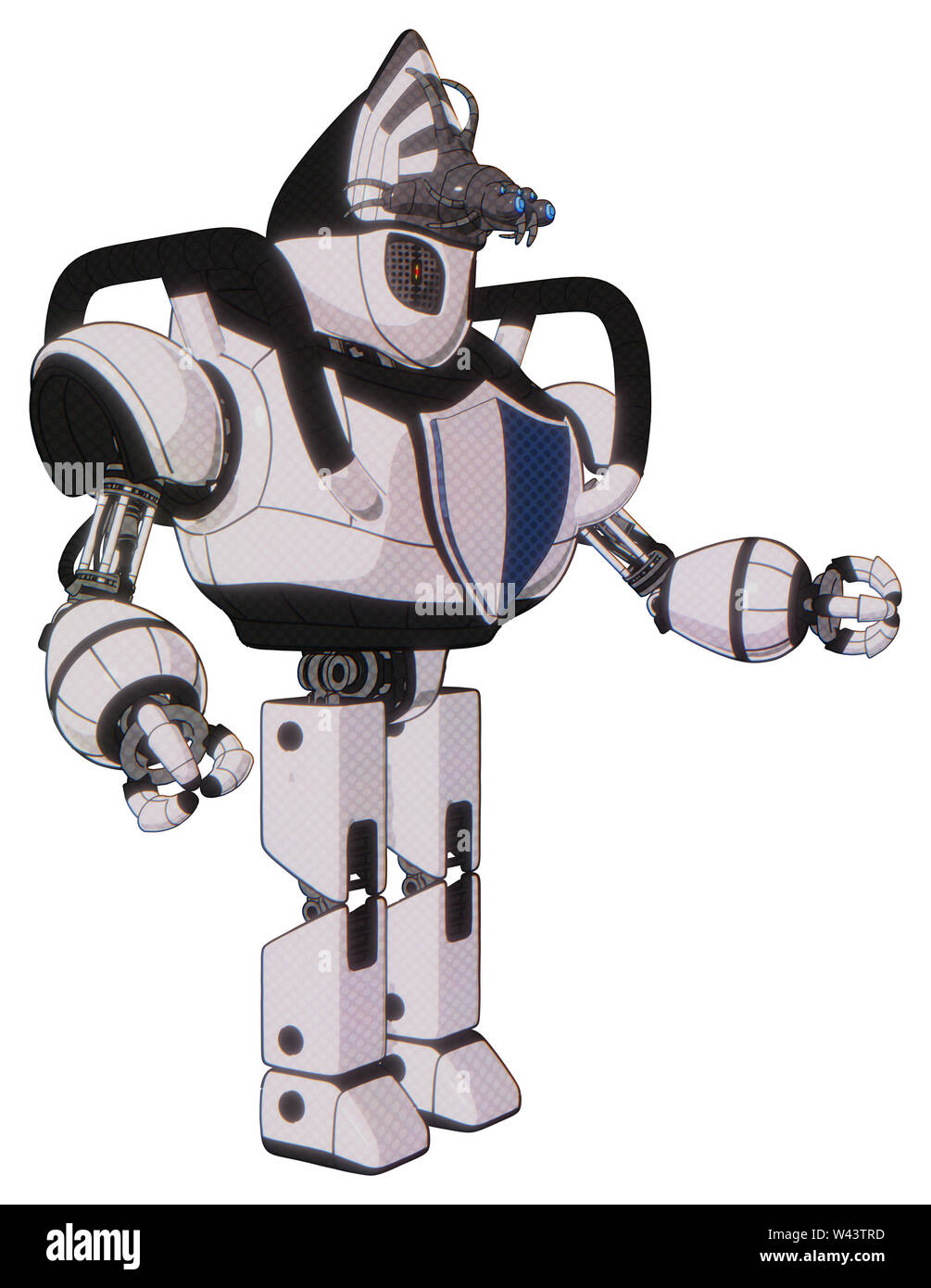 Robot containing elements: grey alien style head, metal grate eyes ...