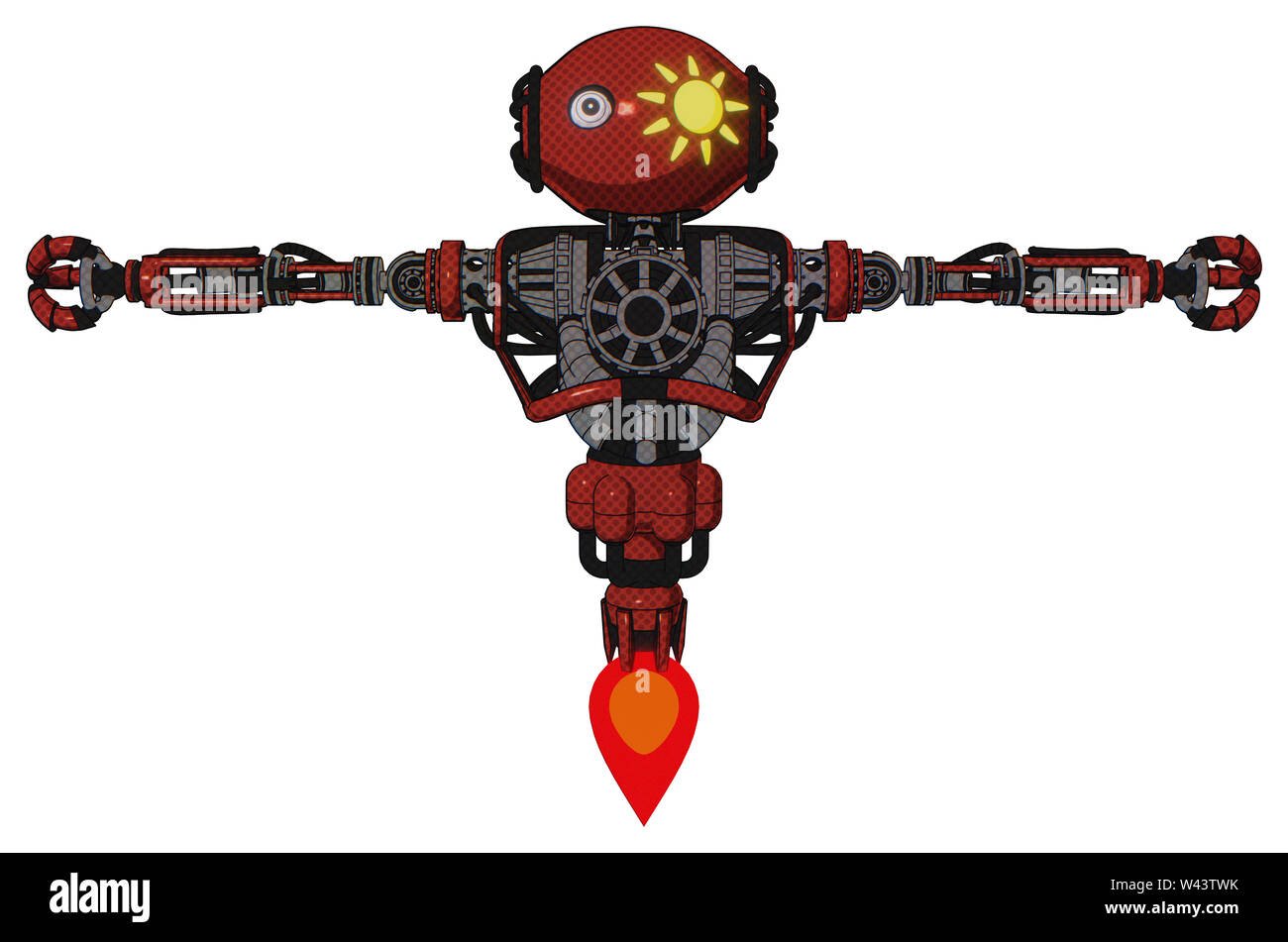 Droid containing elements: oval wide head, sunshine patch eye, heavy ...