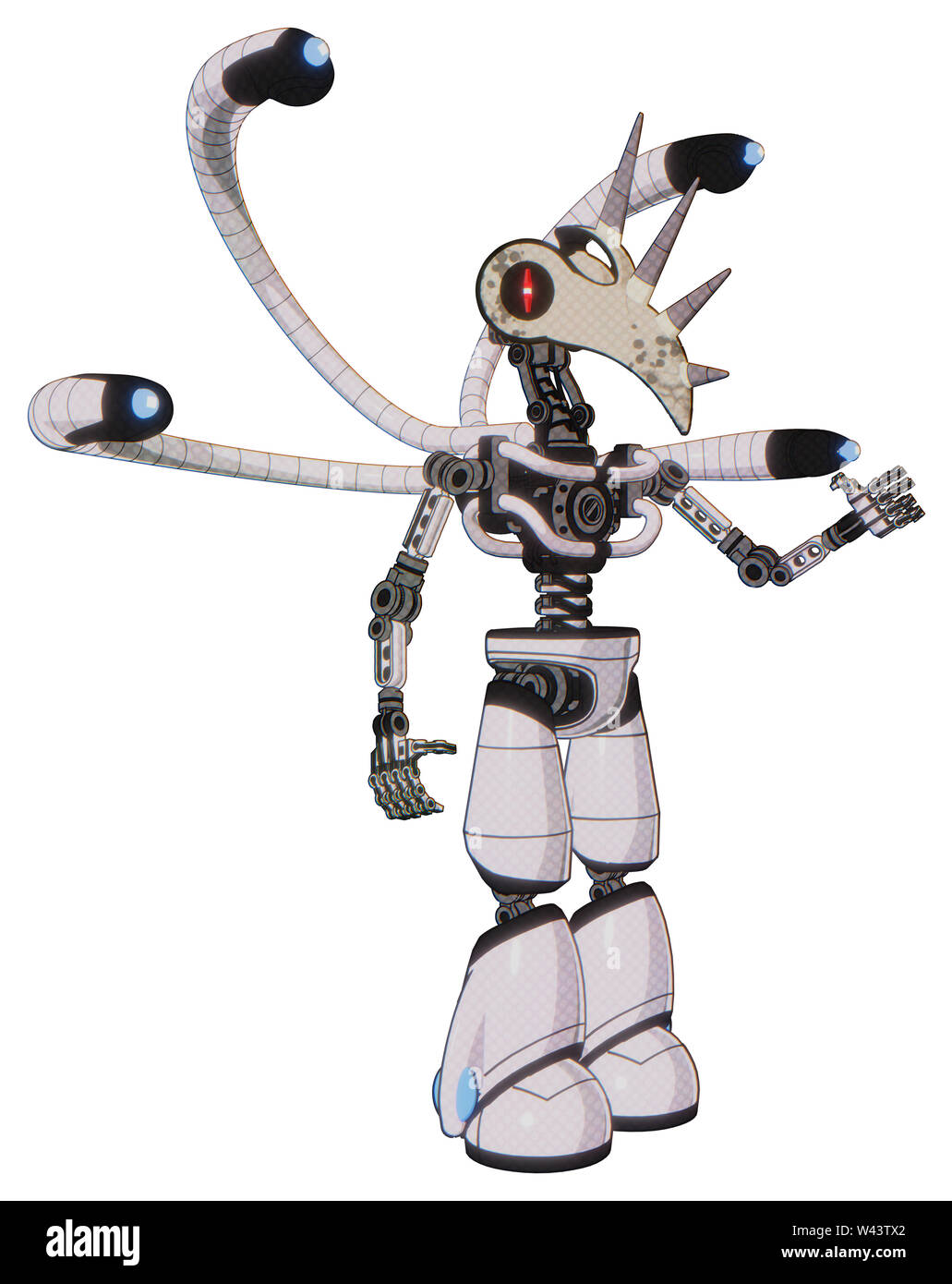 Droid containing elements: bird skull head, red line eyes, light chest ...