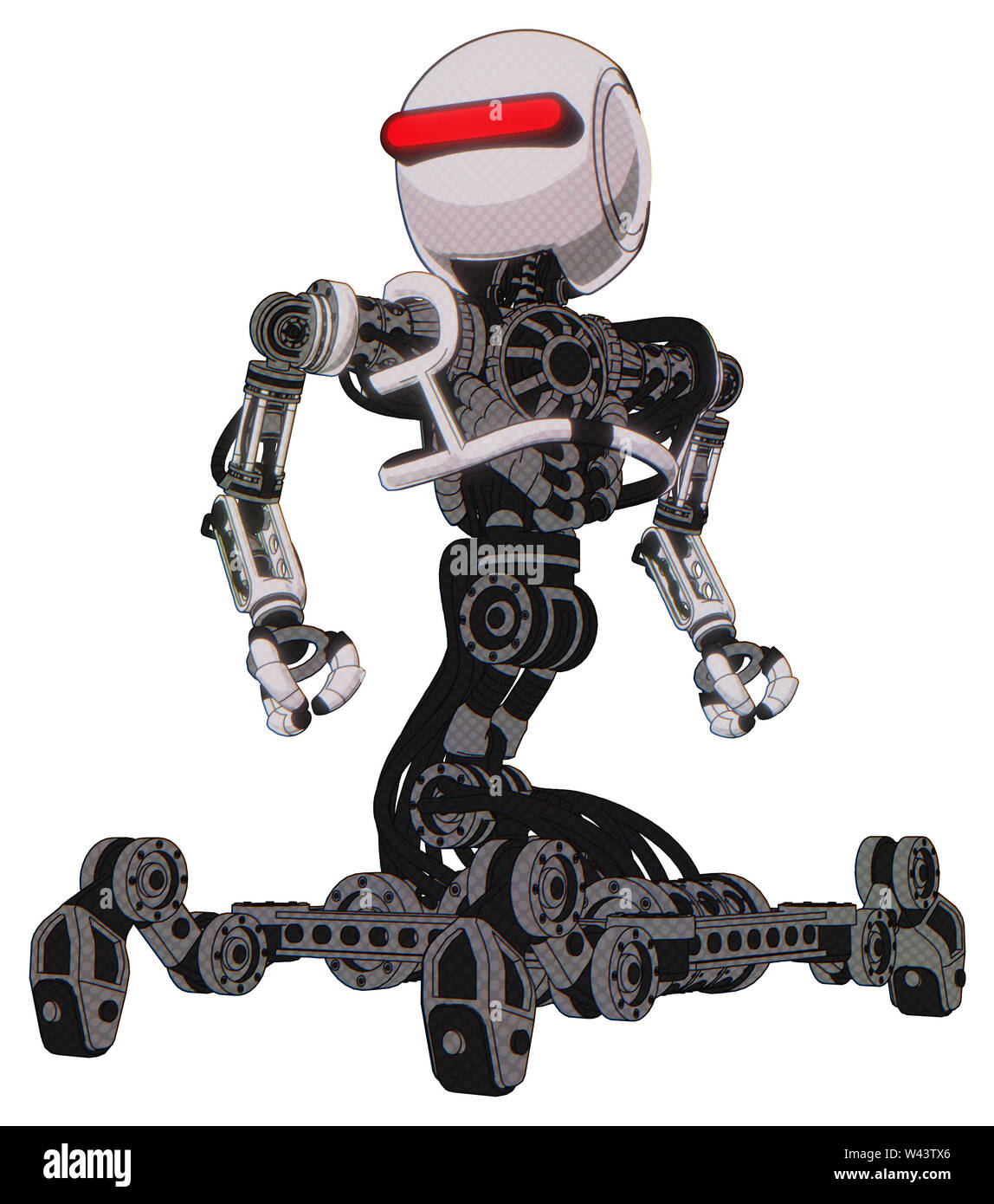 Droid containing elements: round head, horizontal red visor, heavy ...