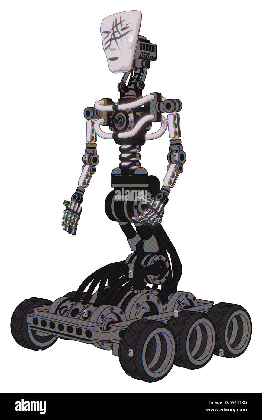 Robot containing elements: humanoid face mask, slashes war paint, light ...