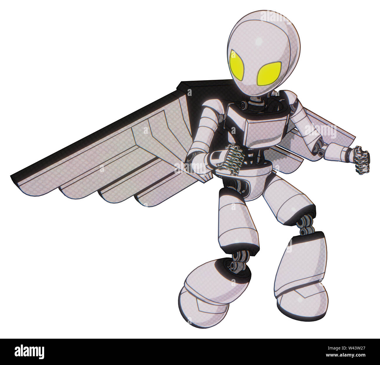 Bot containing elements: grey alien style head, yellow eyes, light ...