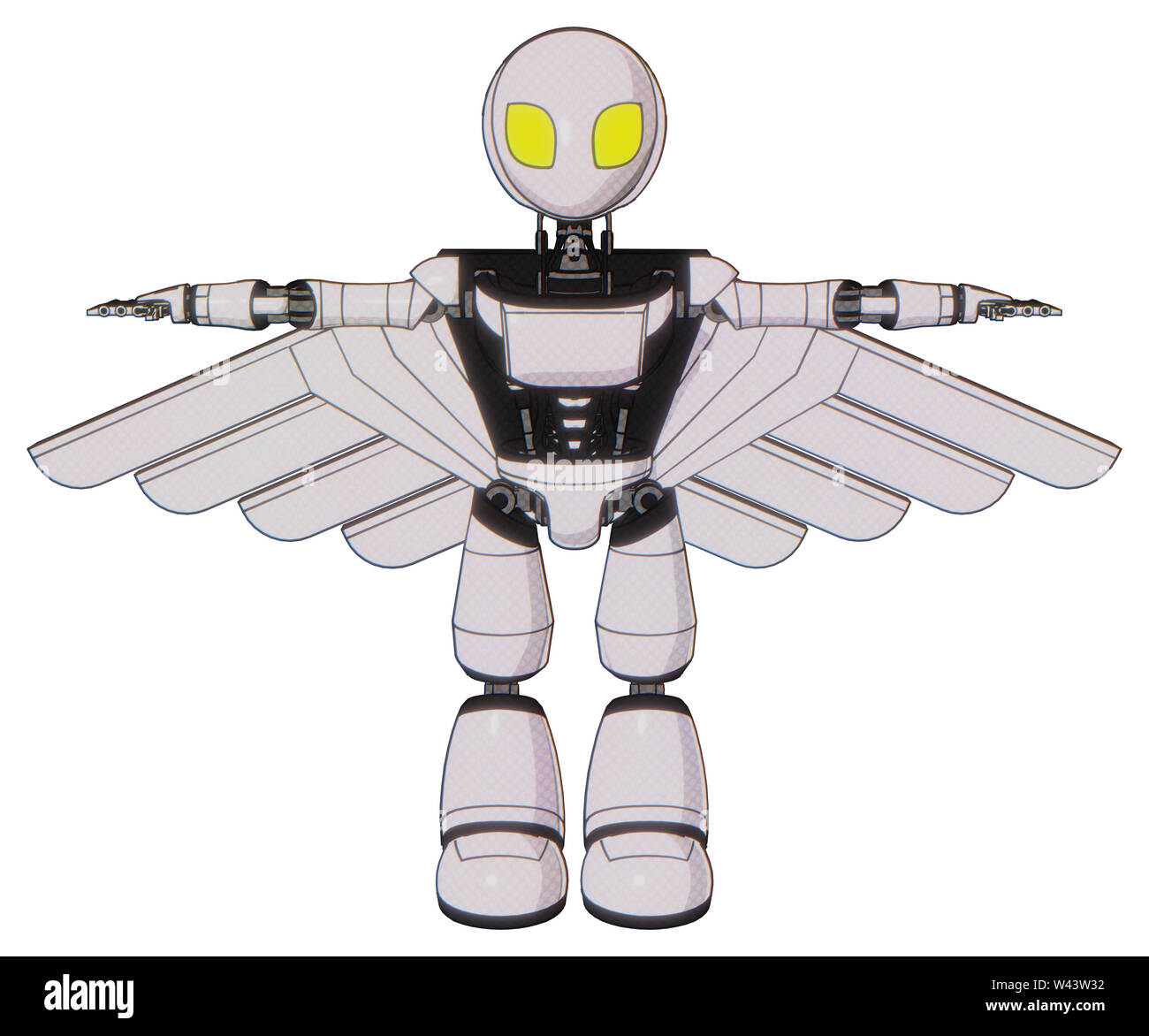 Bot containing elements: grey alien style head, yellow eyes, light ...