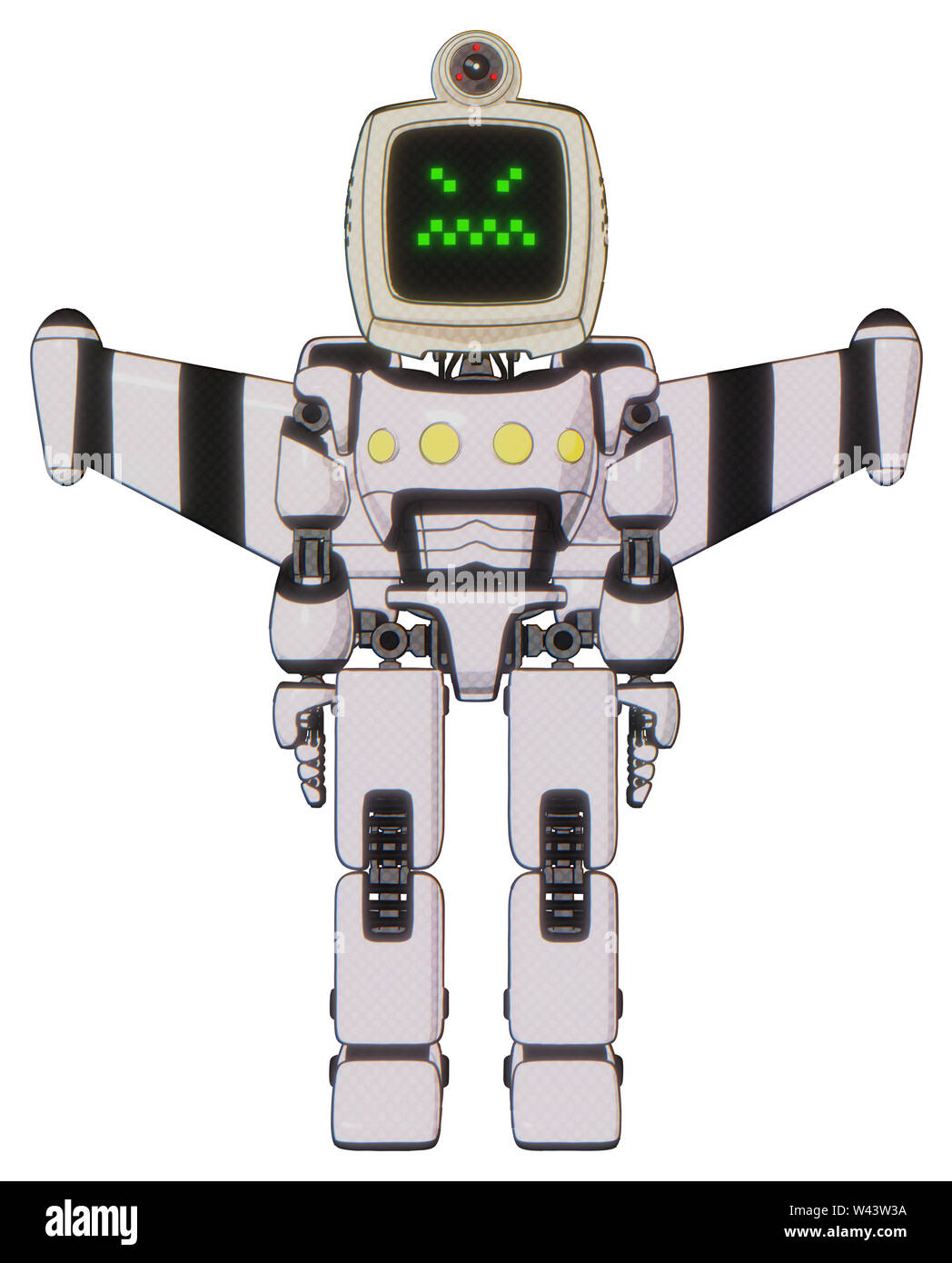 Android containing elements: old computer monitor, angry pixels face ...