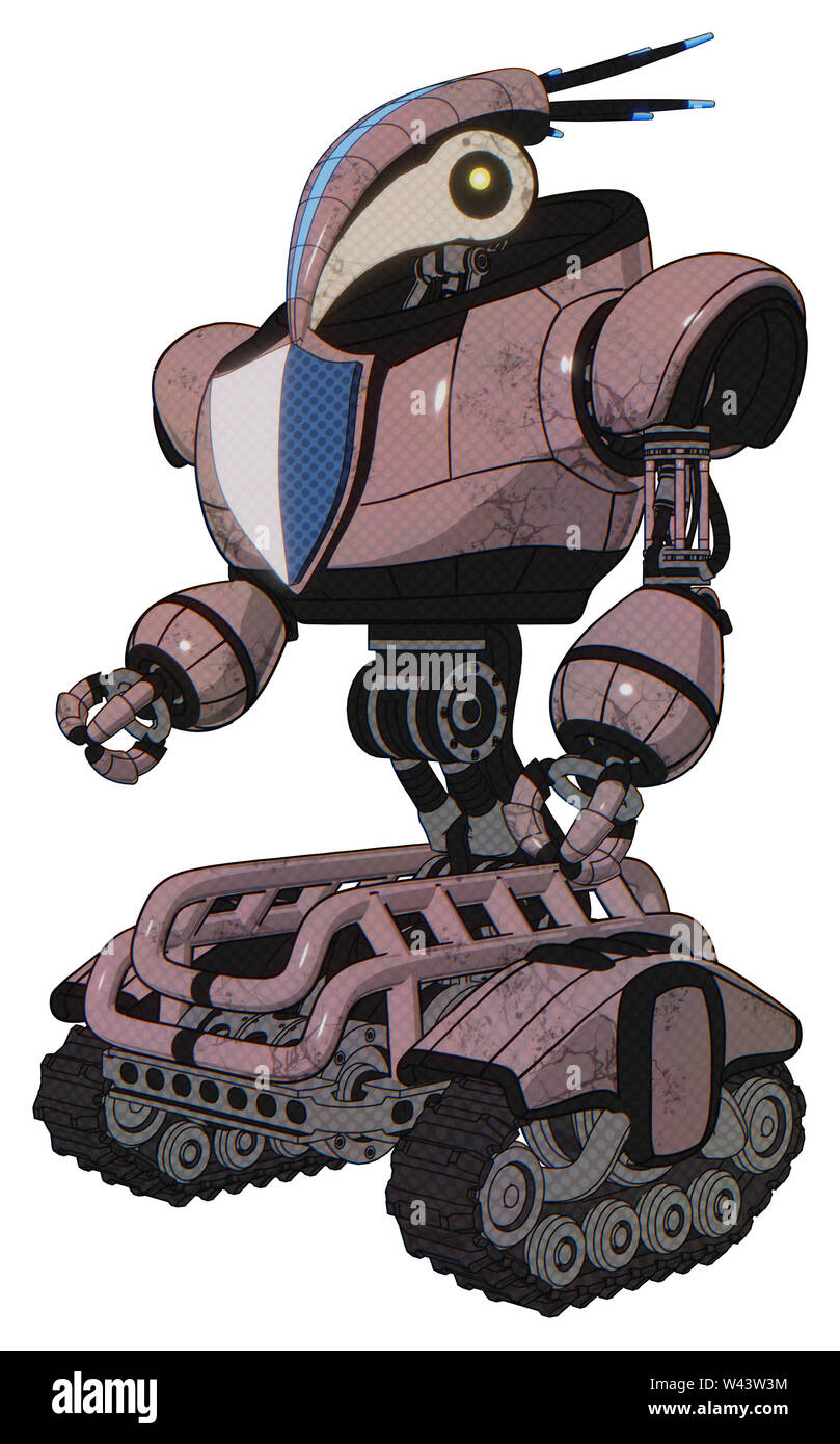 Mech containing elements: bird skull head, yellow led protruding eyes ...