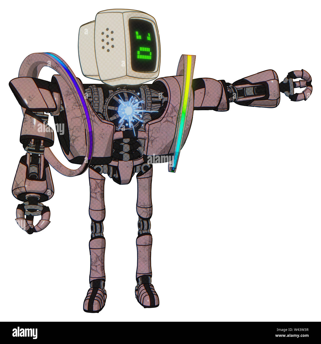 Mech containing elements: old computer monitor, angry pixels face ...