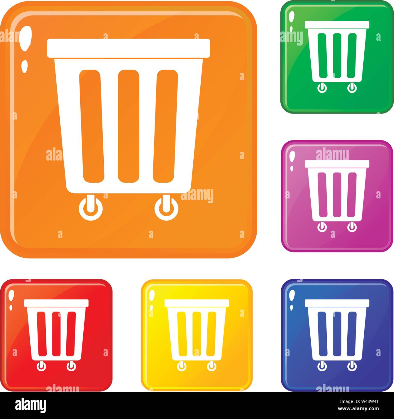 Outdoor plastic trash can icons set vector color Stock Vector Image ...