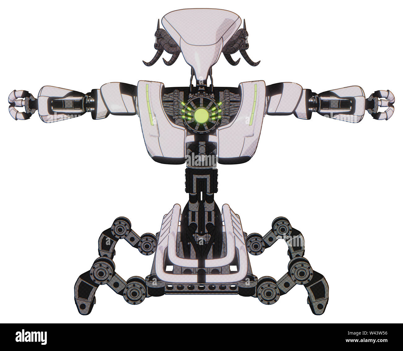 Cyborg containing elements: flat elongated skull head, cables, heavy ...