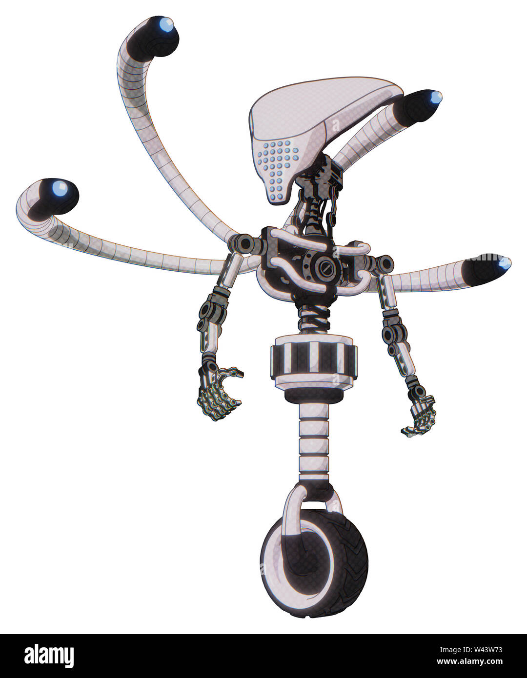 Automaton containing elements: flat elongated skull head, light chest ...