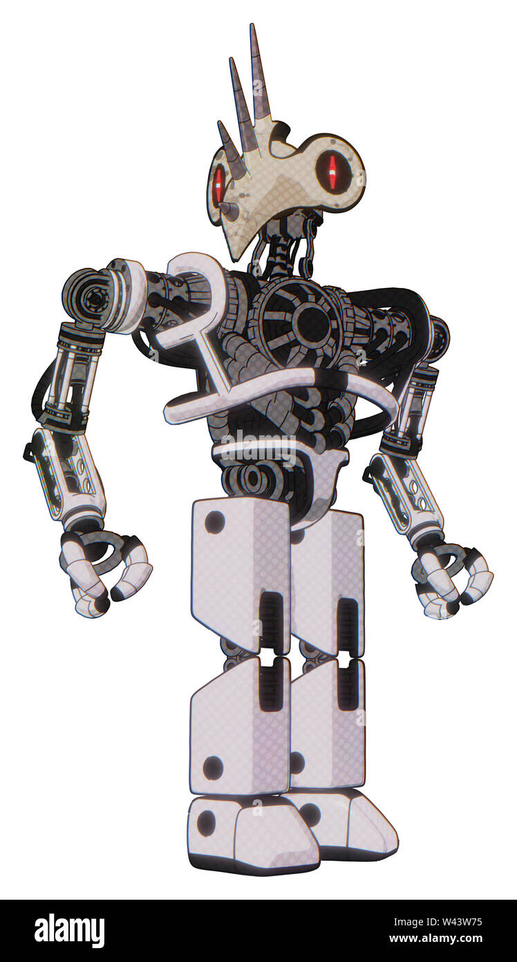 Mech containing elements: bird skull head, red line eyes, heavy upper ...