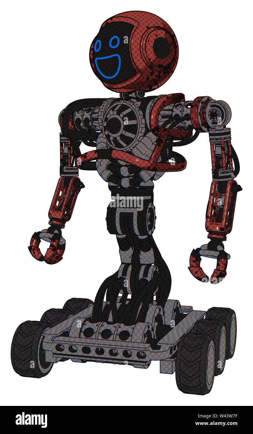 Droid containing elements: digital display head, wide smile, heavy ...