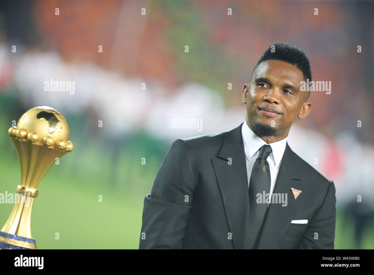 Cairo, Egypt. 19th July, 2019. Cameroonian retired footballer Samuel ...