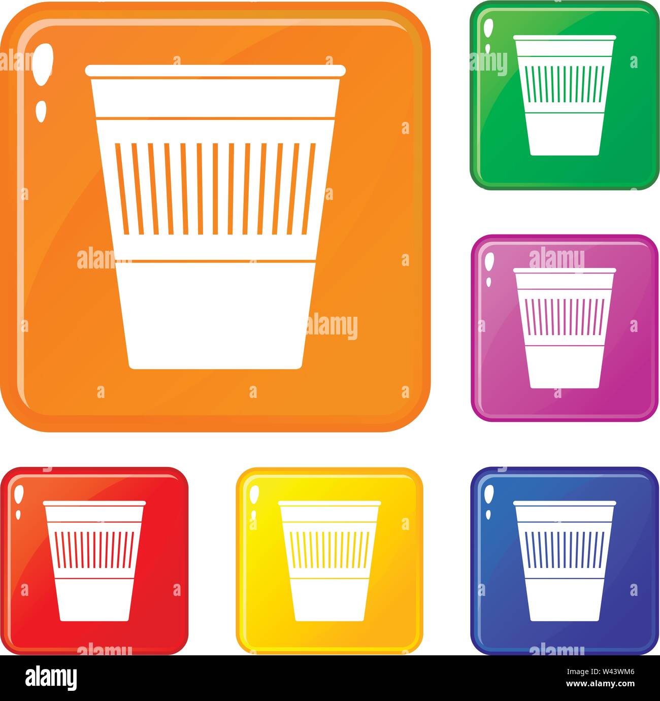 Plastic office waste bin icons set vector color Stock Vector Image ...
