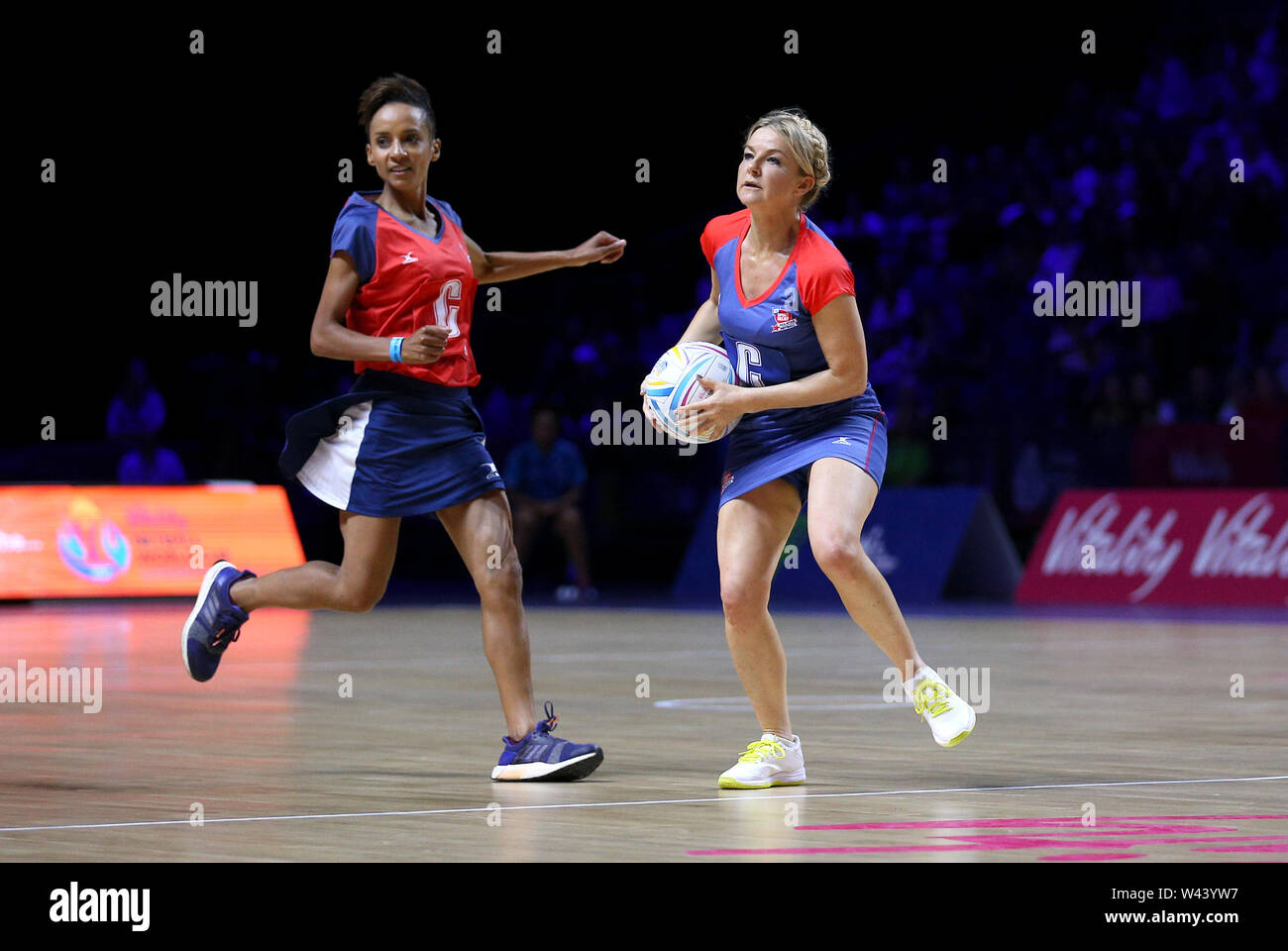 Adele Roberts (left) and Sarah Hadland in action in the celebrity match ...