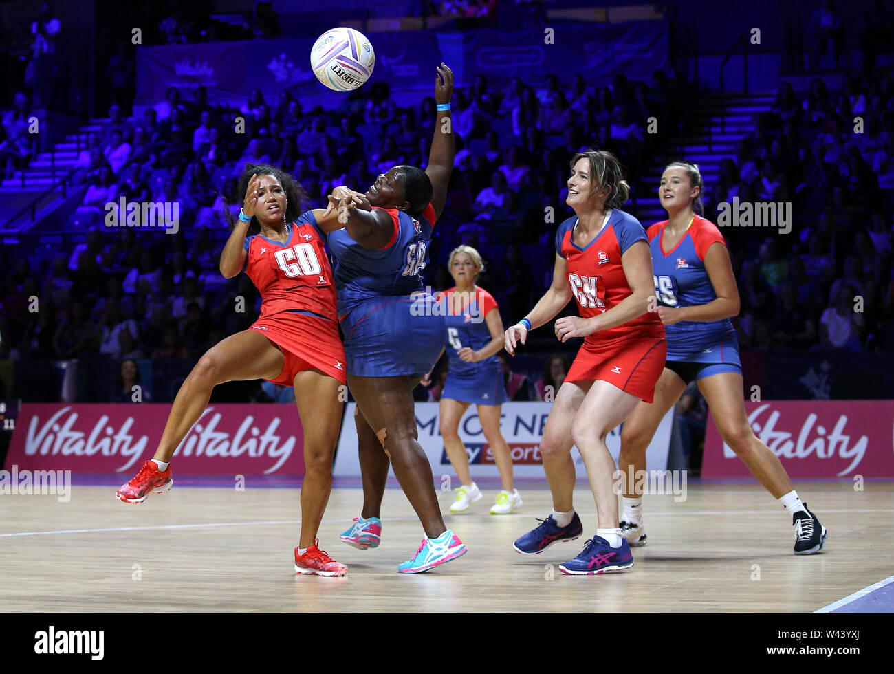 Vick Hope (left) in action during the celebrity match during the ...