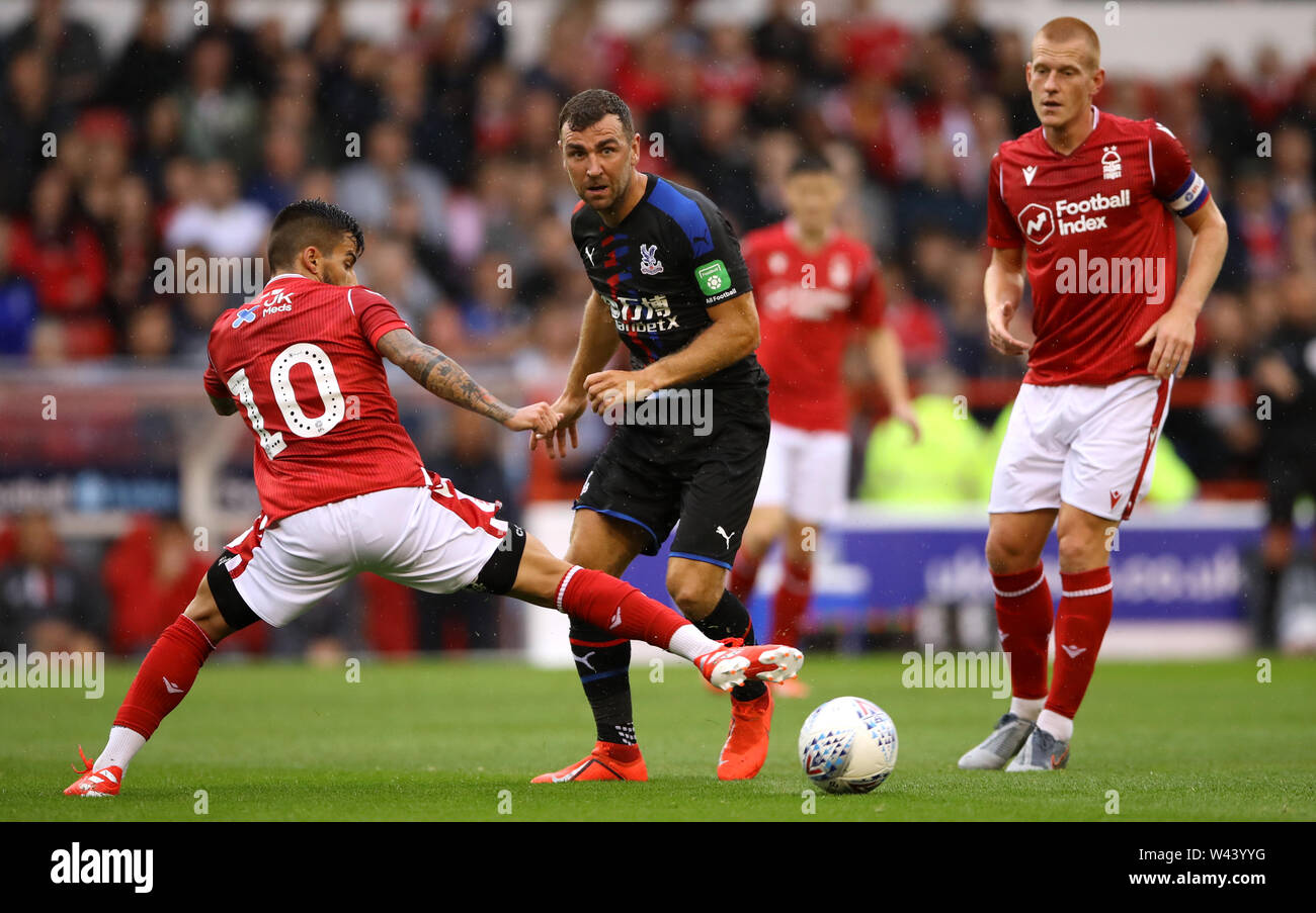 Nottingham Forest's Tiago Silva (left) and Crystal Palace's James ...