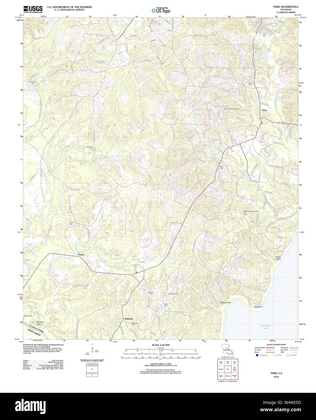 USGS TOPO Map Louisiana LA Nebo 20120405 TM Stock Photo - Alamy