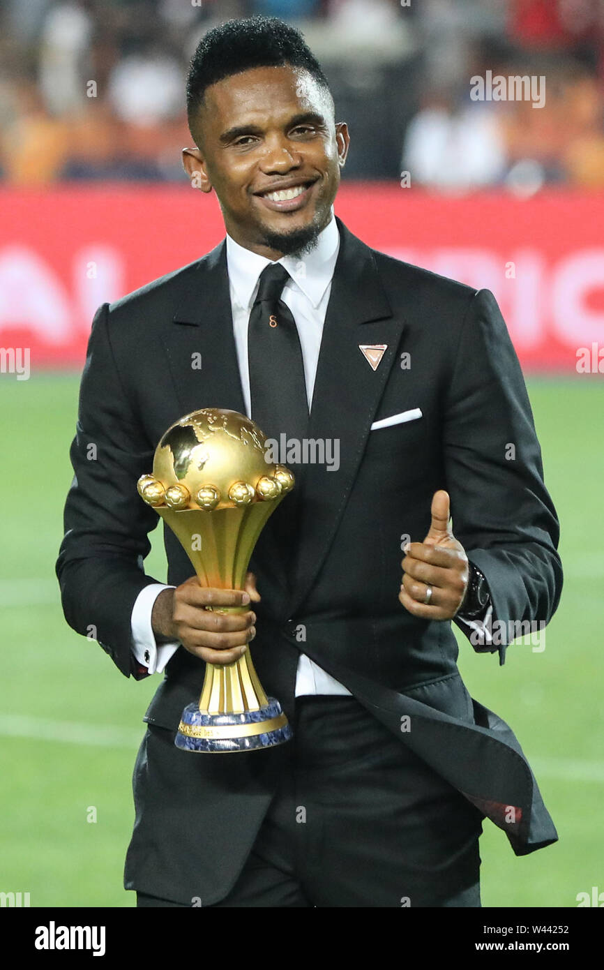 Cairo, Egypt. 19th July, 2019. Cameroonian retired footballer Samuel ...