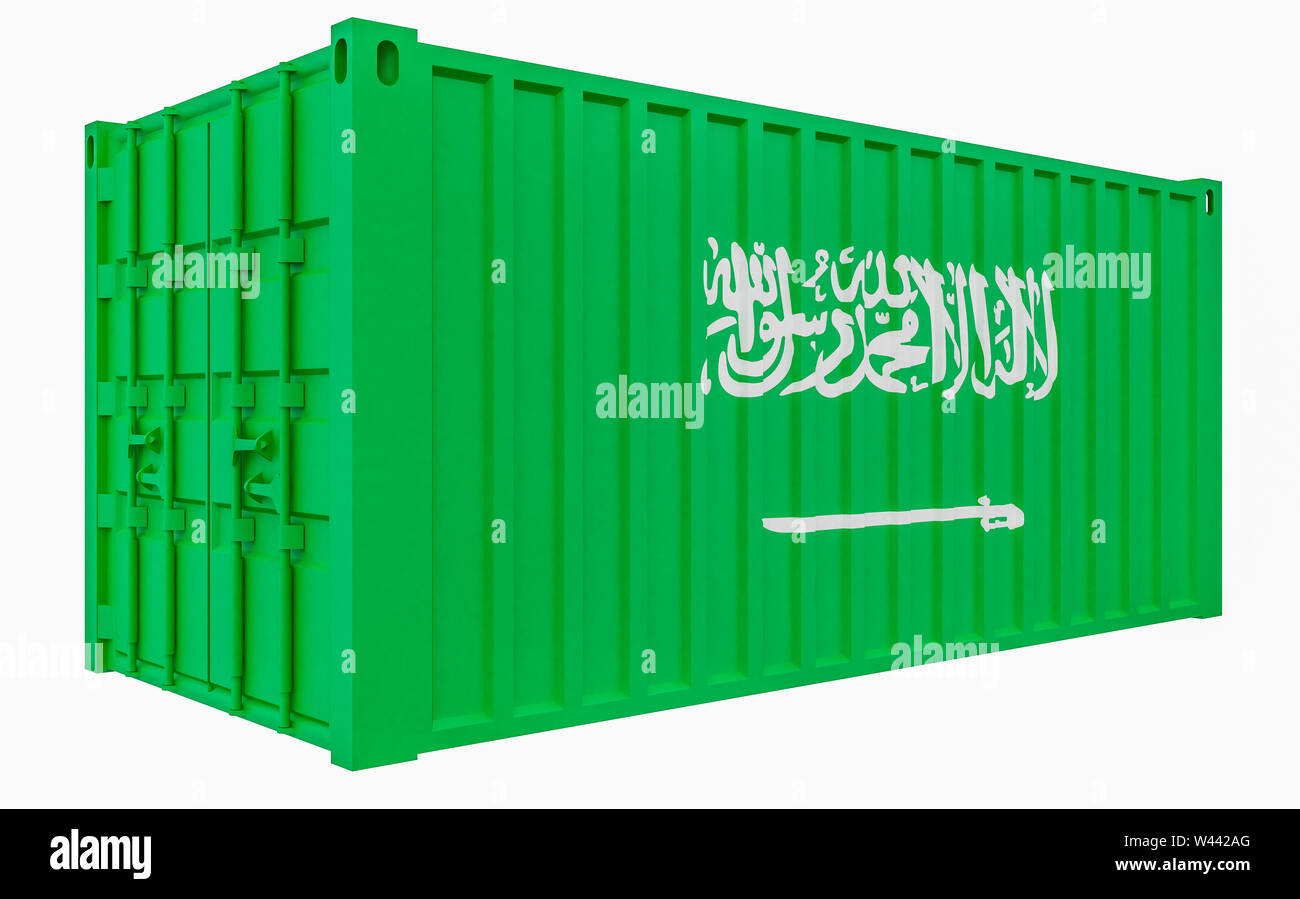 3D Render of Cargo Container with Saudi Arabia Flag Stock Photo - Alamy