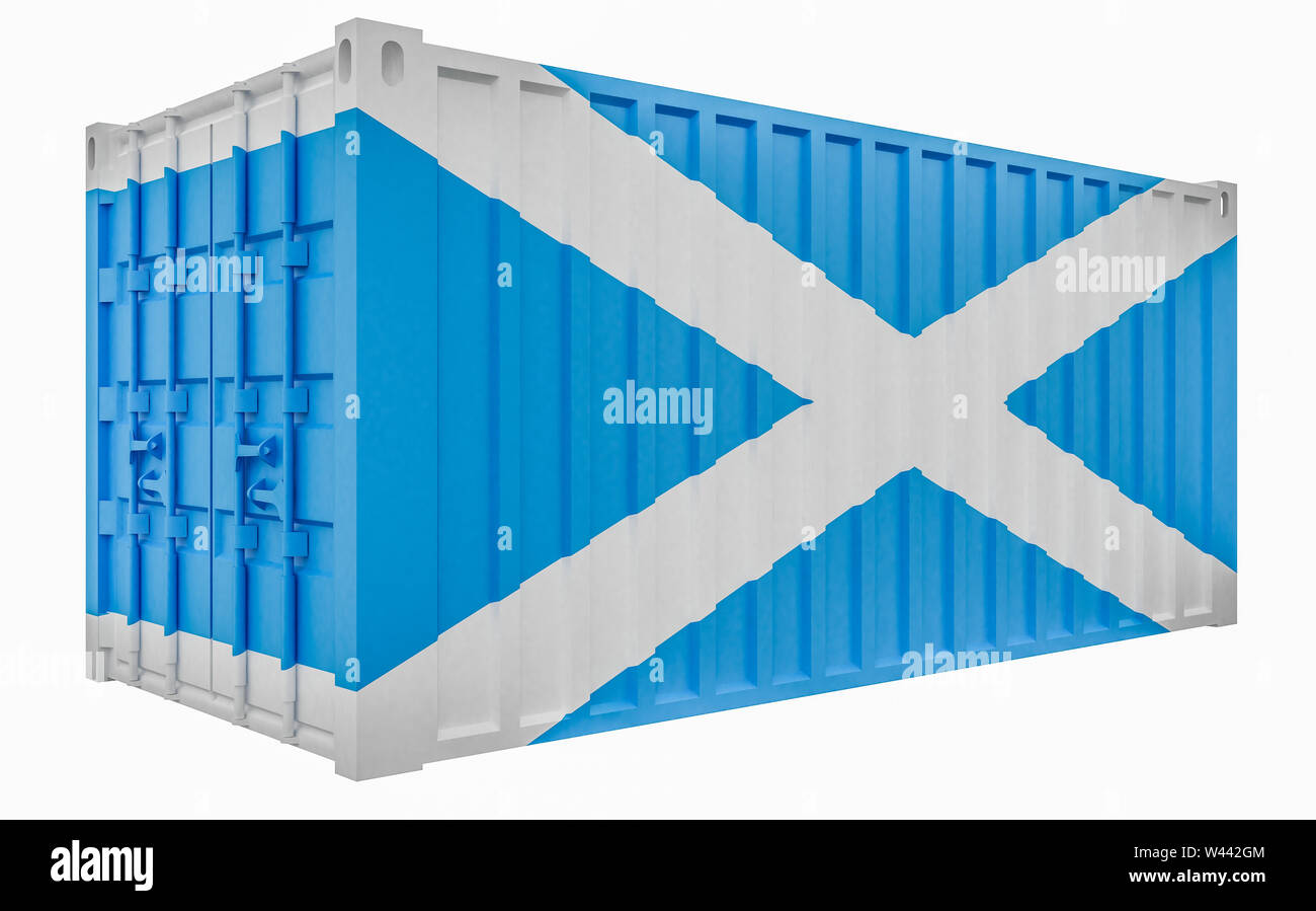 3D Render of Cargo Container with Scotland Flag Stock Photo - Alamy