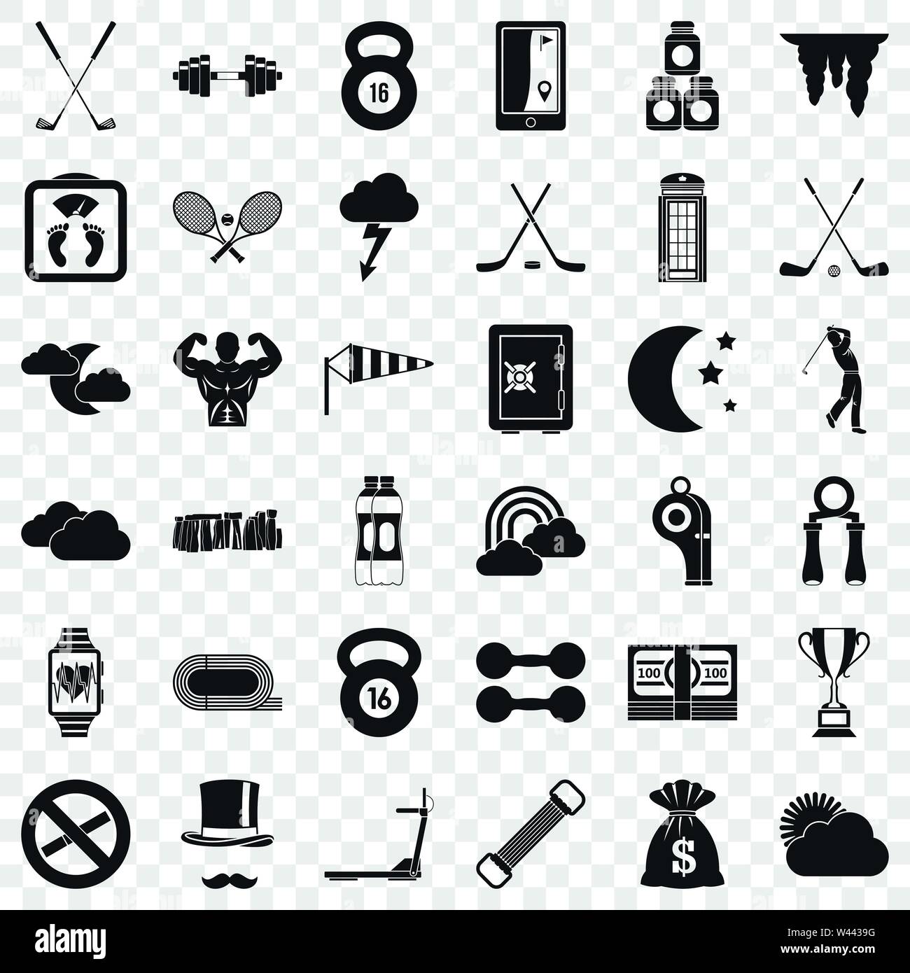 Fitness icons set, simple style Stock Vector Image & Art - Alamy