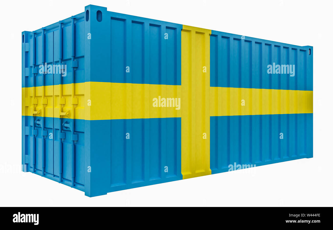 3D Render of Cargo Container with Sweden Flag Stock Photo - Alamy