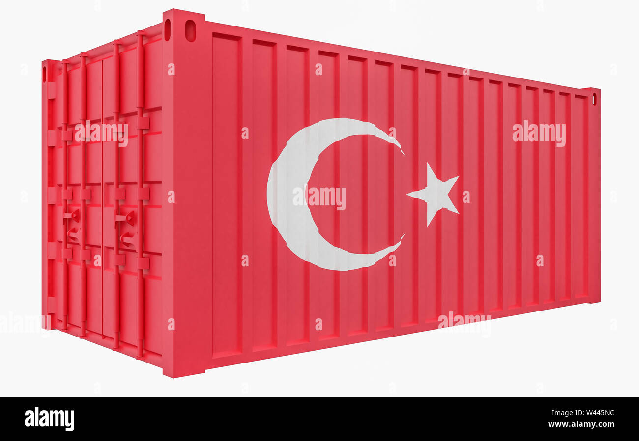 3D Render of Cargo Container with Turkey Flag Stock Photo - Alamy