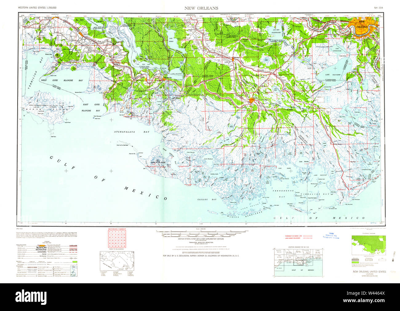 USGS TOPO Map Louisiana LA New Orleans 335222 1963 250000 Stock Photo ...