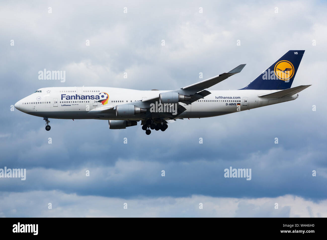 FRANKFURT / GERMANY - AUGUST 17, 2014: Lufthansa special sticker Boeing ...