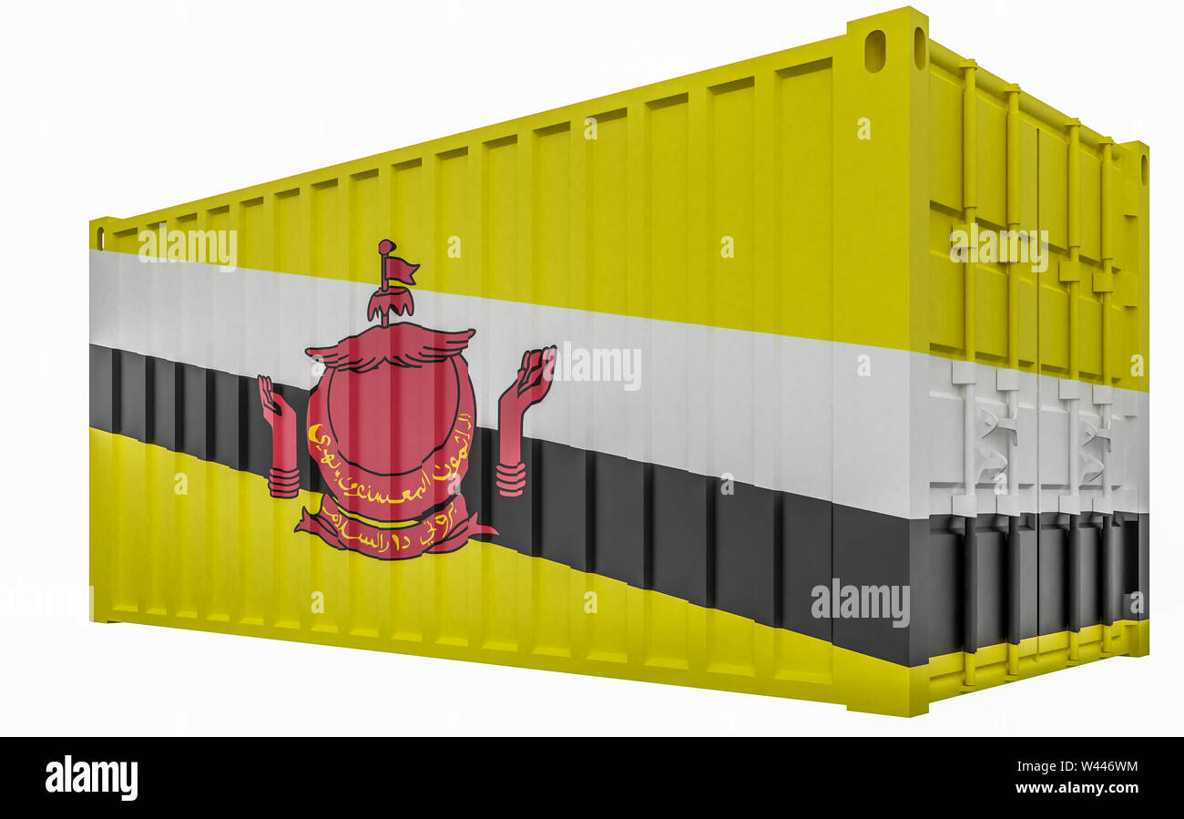 3D Render of Cargo Container with Brunei Flag Stock Photo - Alamy