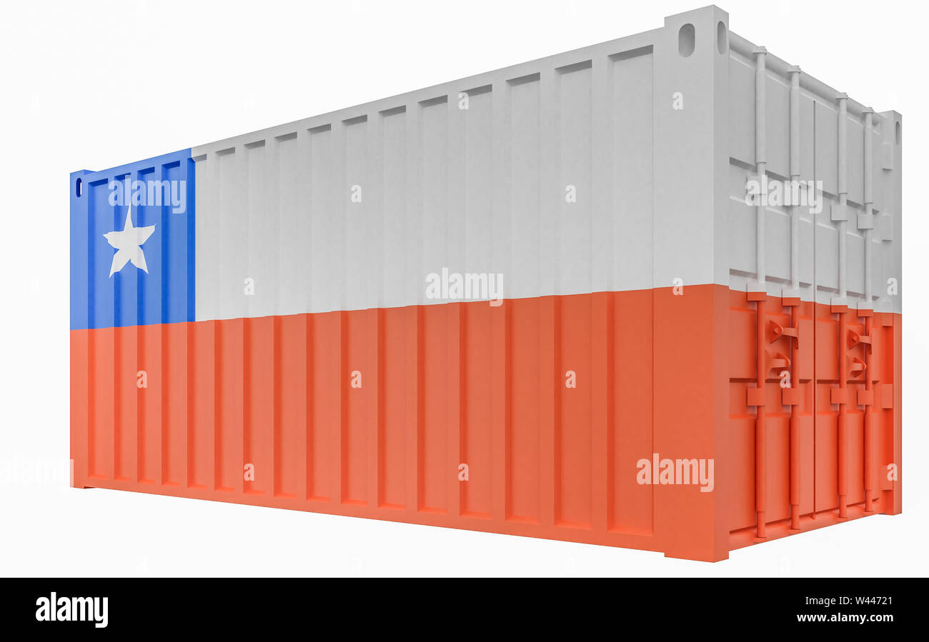 3D Render of Cargo Container with Chile Flag Stock Photo - Alamy