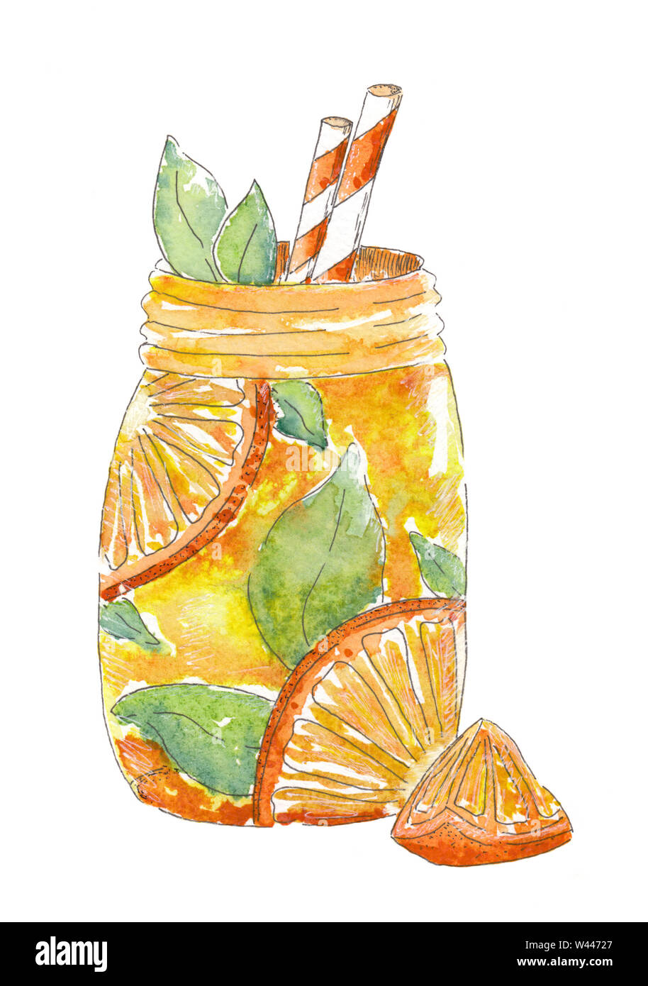Watercolor painting Lemonade Stock Photo - Alamy