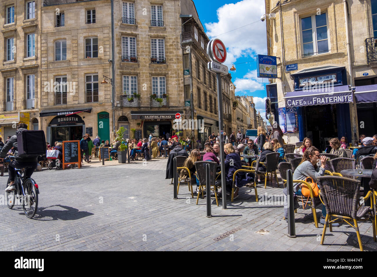 Bordeaux, France - May 5, 2019: Residents of the city and tourists ...