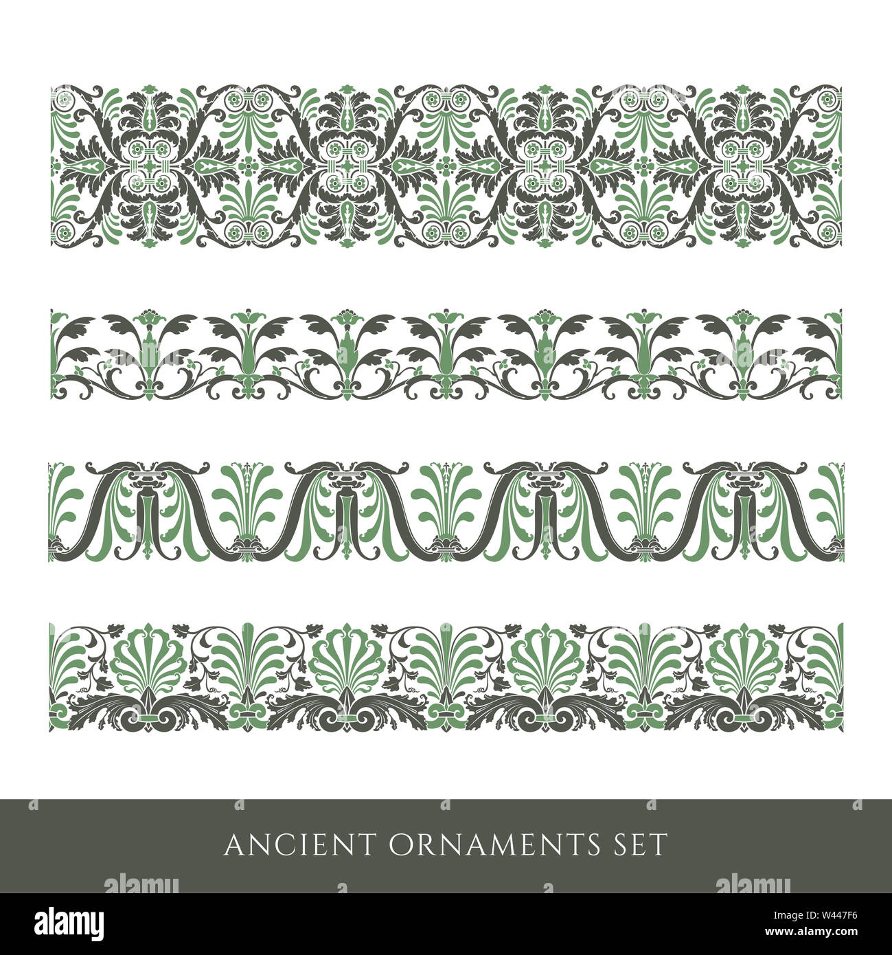 Set of decorative ancient seamless ornamental border Stock Photo - Alamy